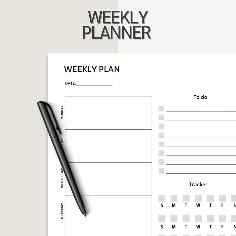 Weekly Planner With To-do List and Habit Tracker | Printable Weekly ...
