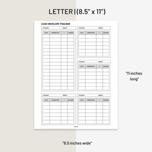 Cash Envelope Tracker Printable, Cash Envelopes, Cash Budget Tracker ...