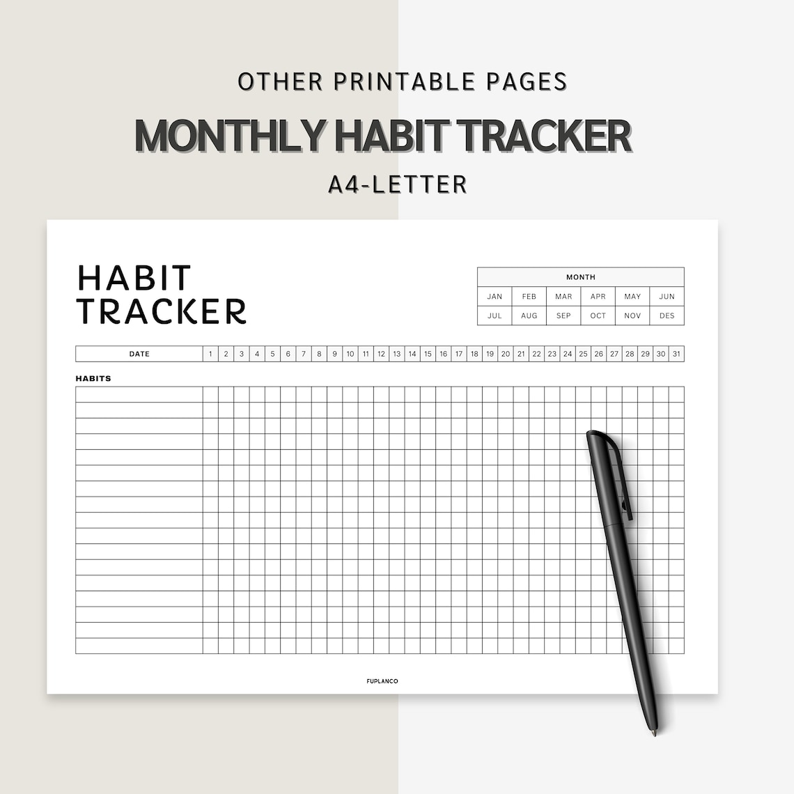Monthly Habit Tracker Printable - A4/A5 Goal Setting Template, Goal ...