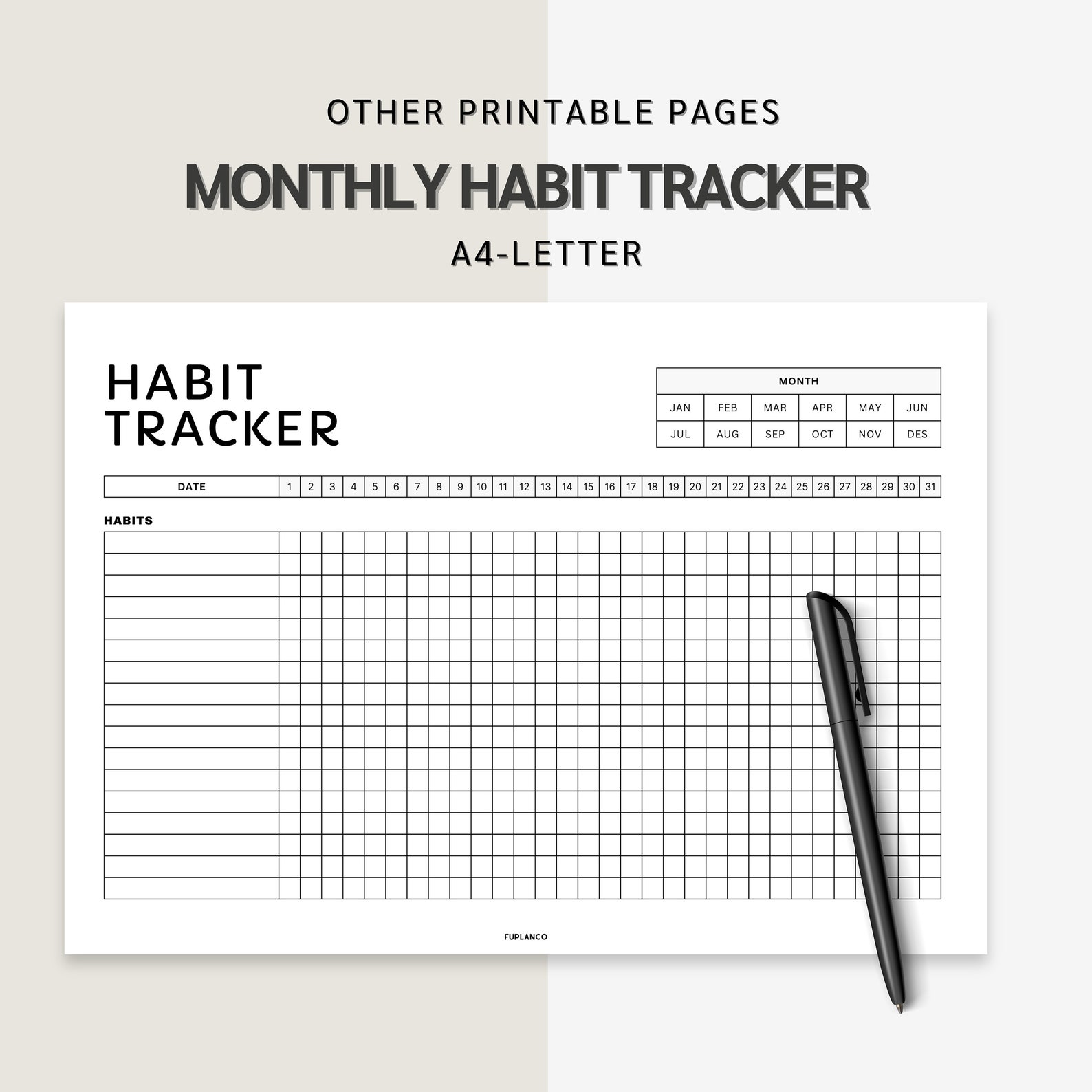 Monthly Habit Tracker Printable - A4/A5 Goal Setting Template, Goal ...