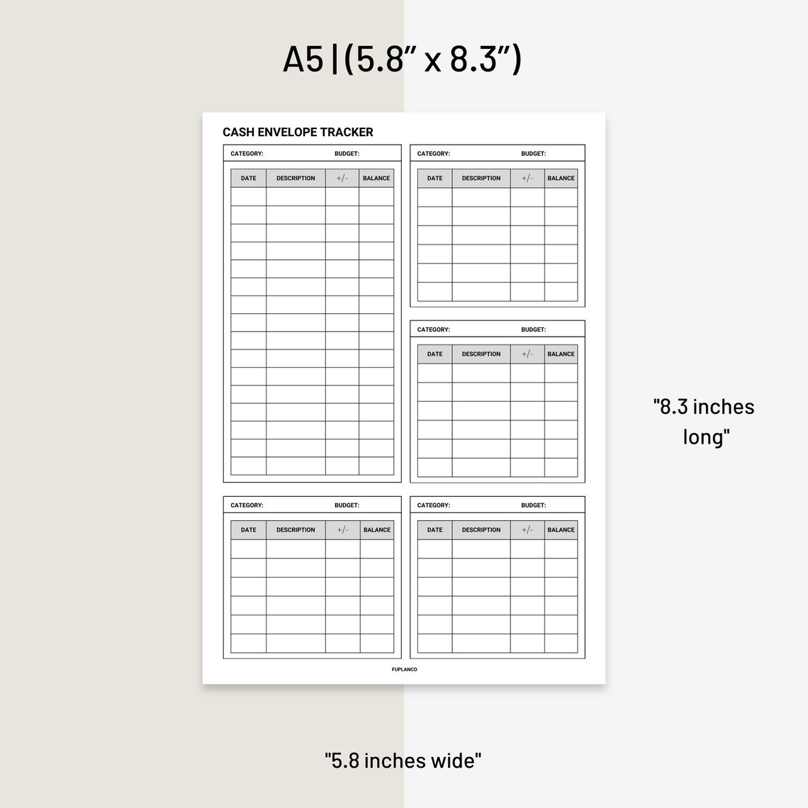 Cash Envelope Tracker Printable, Cash Envelopes, Cash Budget Tracker ...
