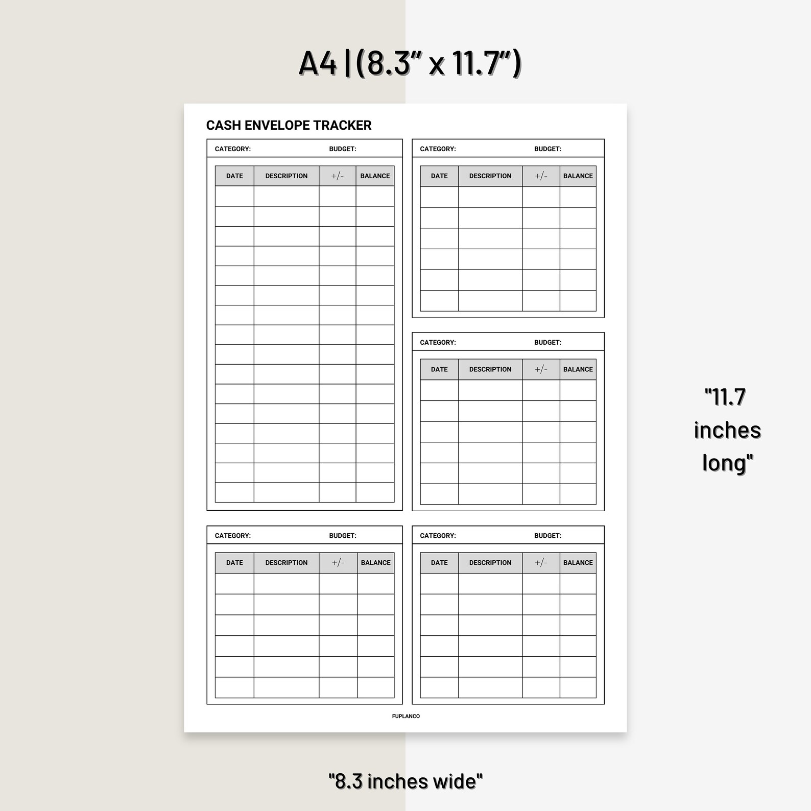 Cash Envelope Tracker Printable, Cash Envelopes, Cash Budget Tracker ...