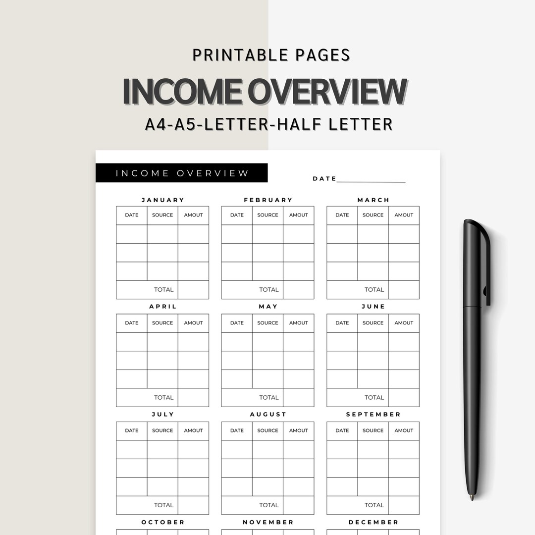 Income Overview Planner | Budget Tracker | Financial Planning Template ...
