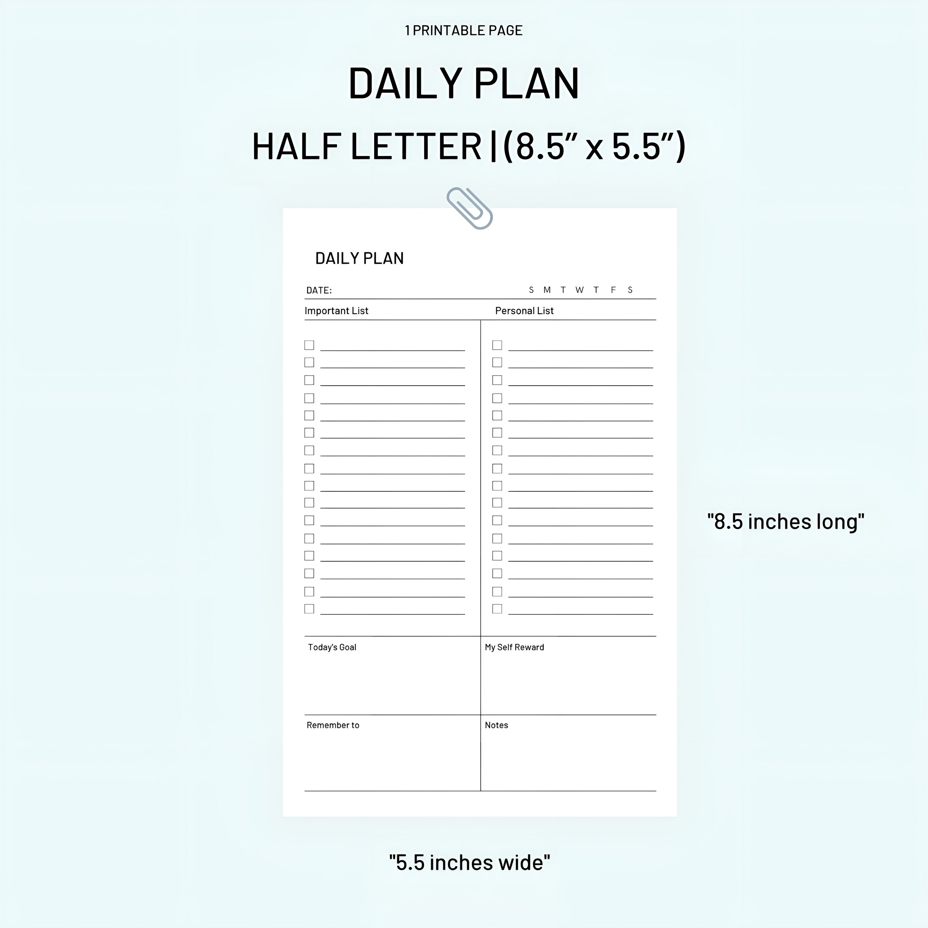 Printable Daily Planner Fillable, Daily to Do List, Productivity ...