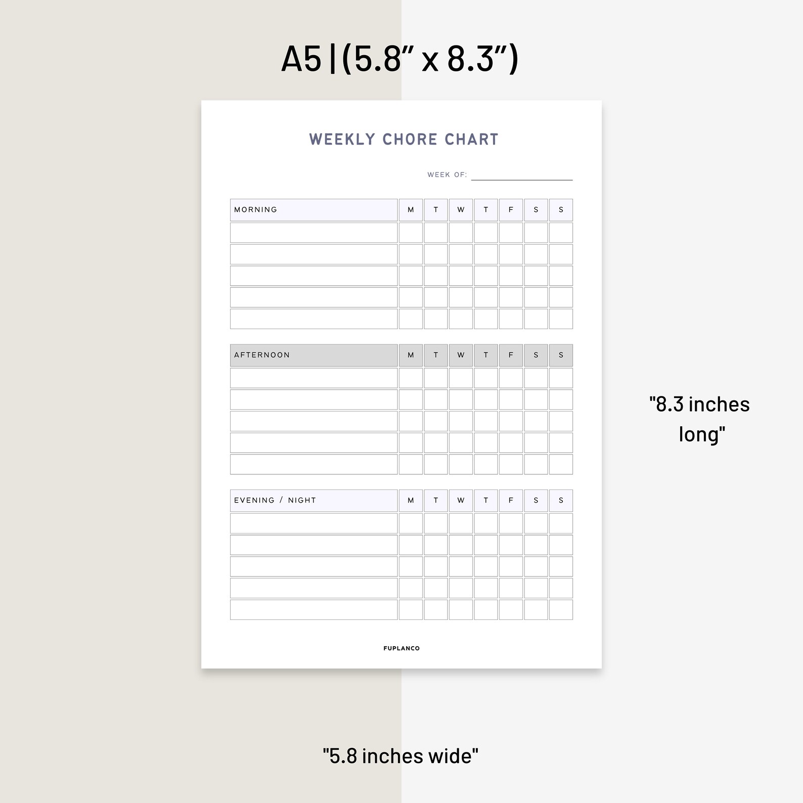 Printable Weekly Chore Chart, Printable Routine Chore Chart, Family ...
