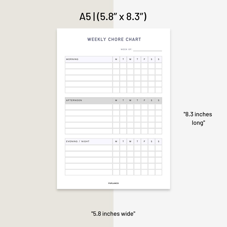 Weekly Chore Chart Printable, Routine Chore Chart, Family Chore Chart ...