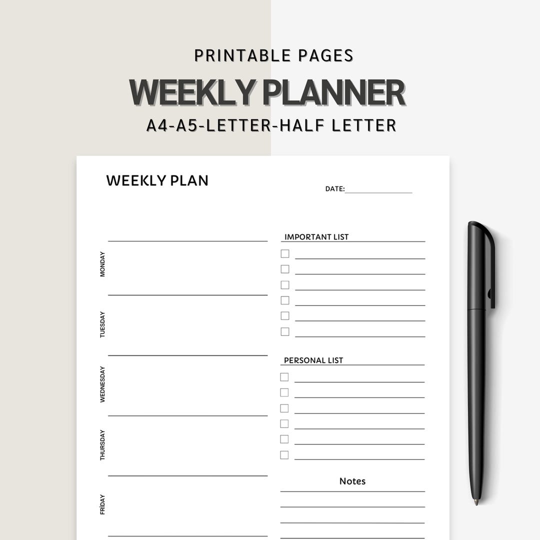 Printable Weekly Planner | Organize Your Week With Important & Personal ...