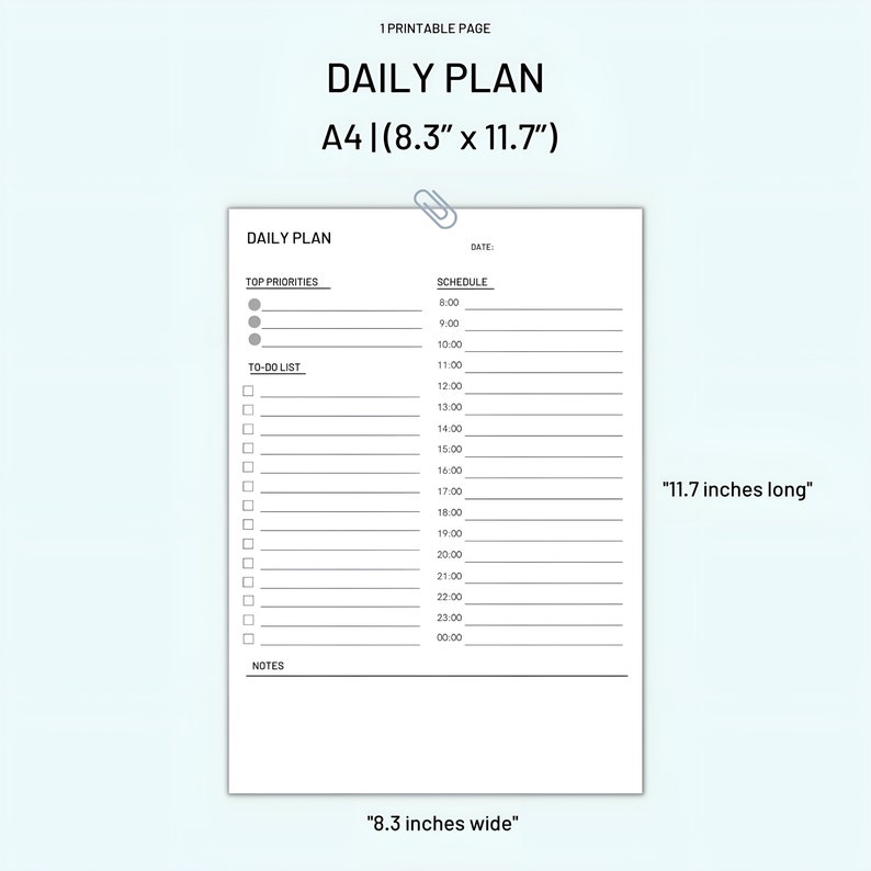 Daily Printable Planner, Printable Hourly Scheduling, Daily Printable ...