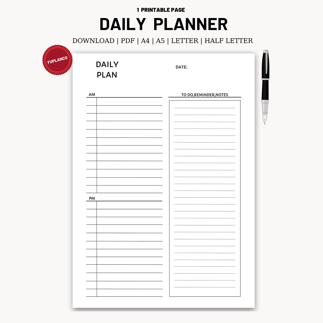 Daily Printable Planner Desk Planner Printable Daily to Do - Etsy