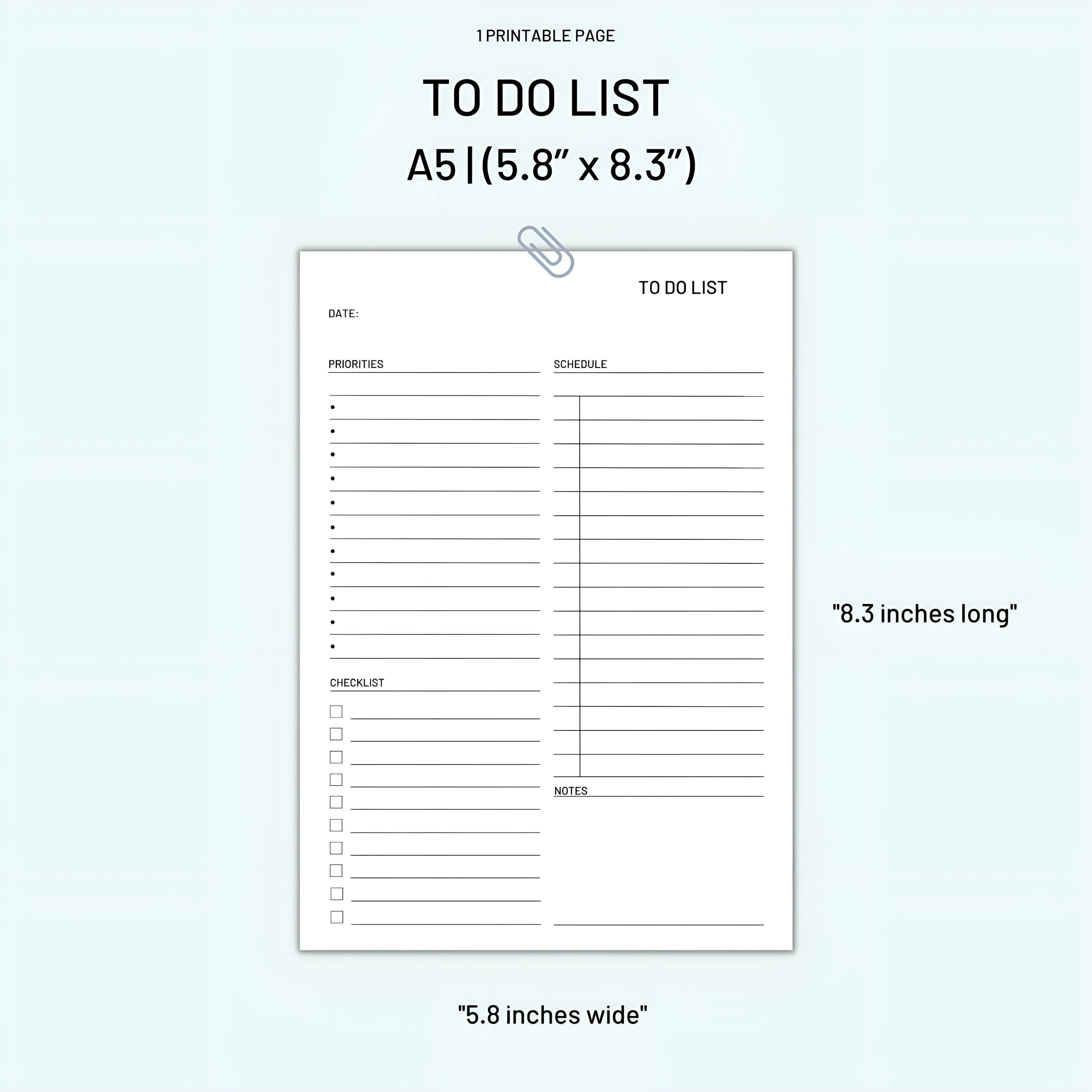 Daily Checklist Printable & Fillable Daily to Do List - Etsy