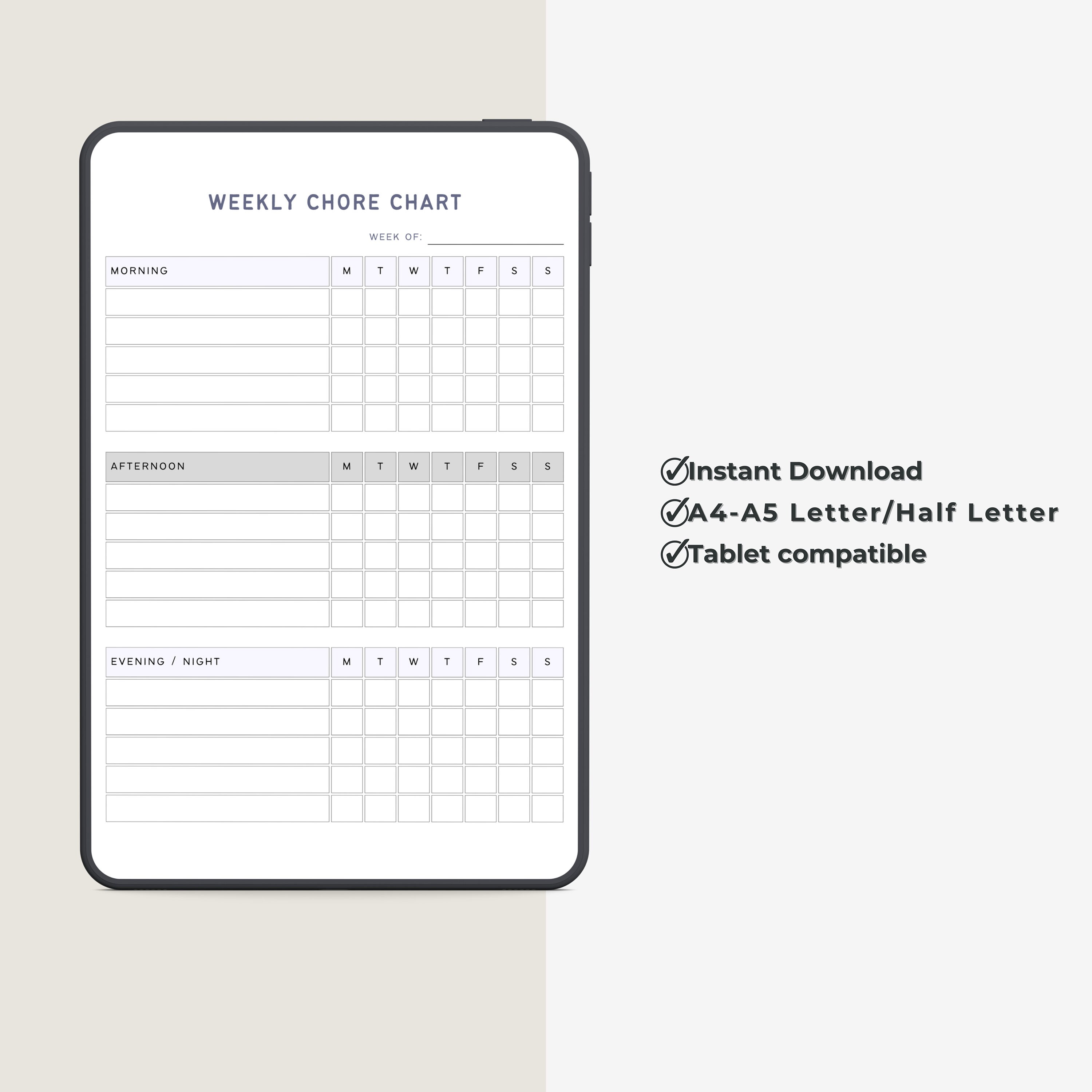 Weekly Chore Chart Printable, Routine Chore Chart, Family Chore Chart ...