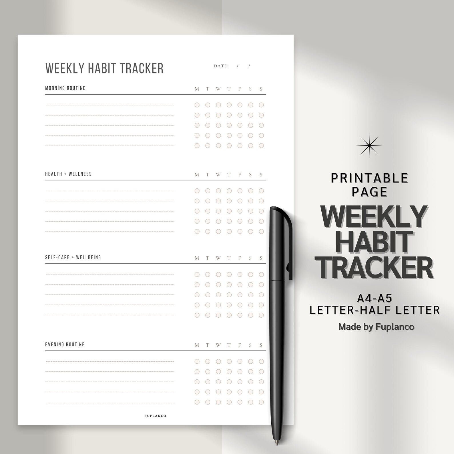 Weekly Habit Tracker Printable, Routine Tracker, Printable Weekly Habit ...
