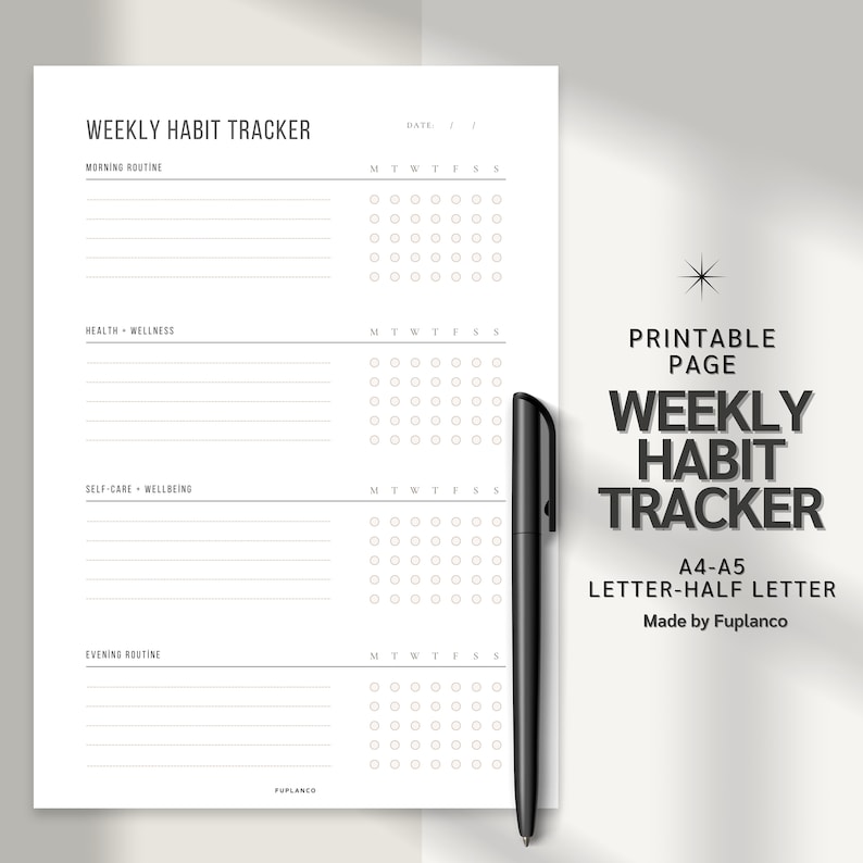 Weekly Habit Tracker Printable, Routine Tracker, Printable Weekly Habit ...