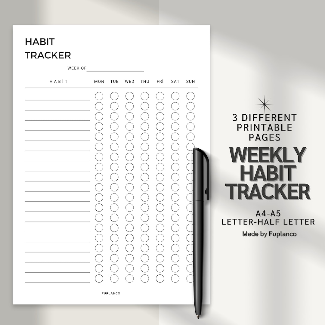 Weekly Habit Tracker Printable, Weekly Routine Planner, 100 Day ...