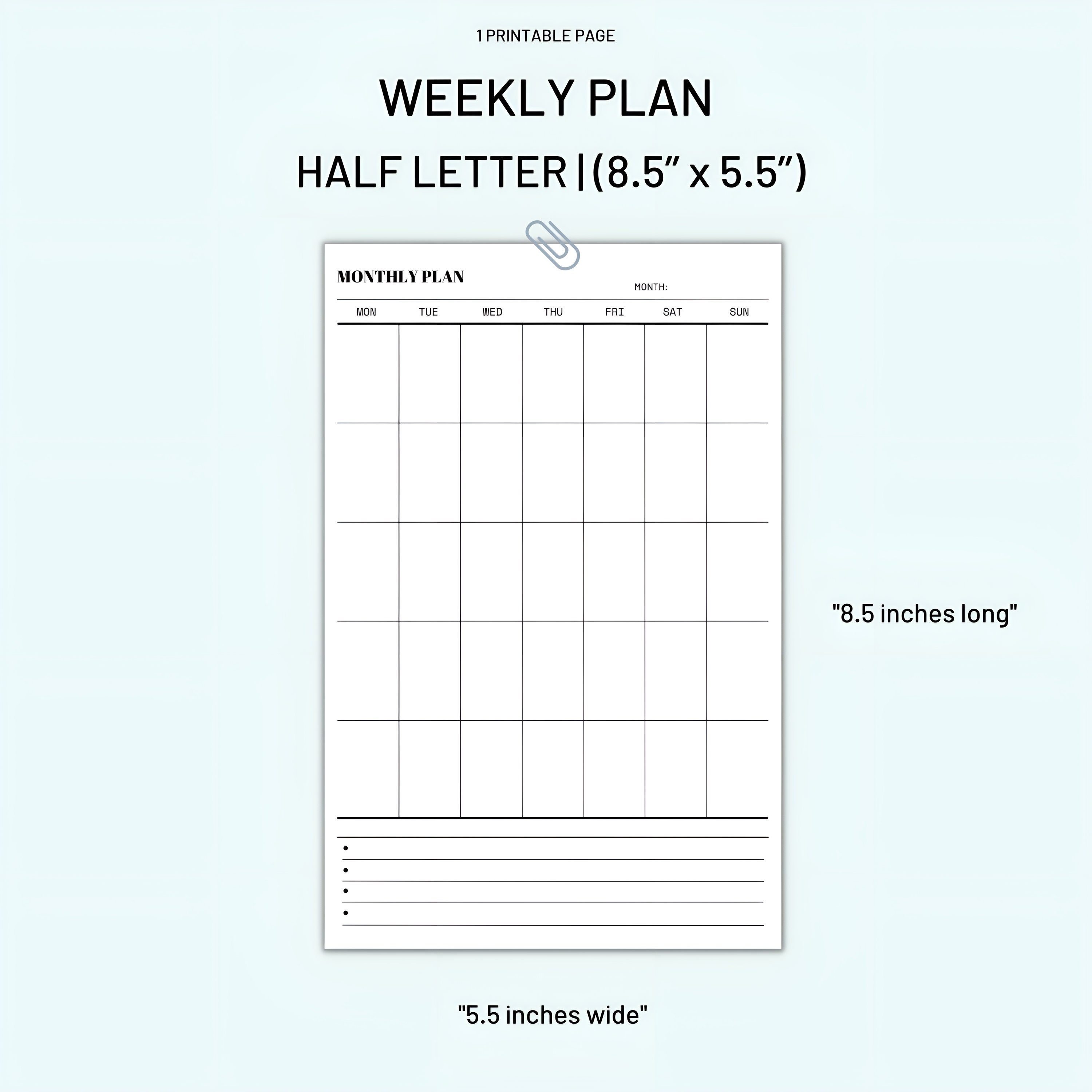 Printable Monthly Goal Planner, Monthly to Do List, Monthly Organizer ...