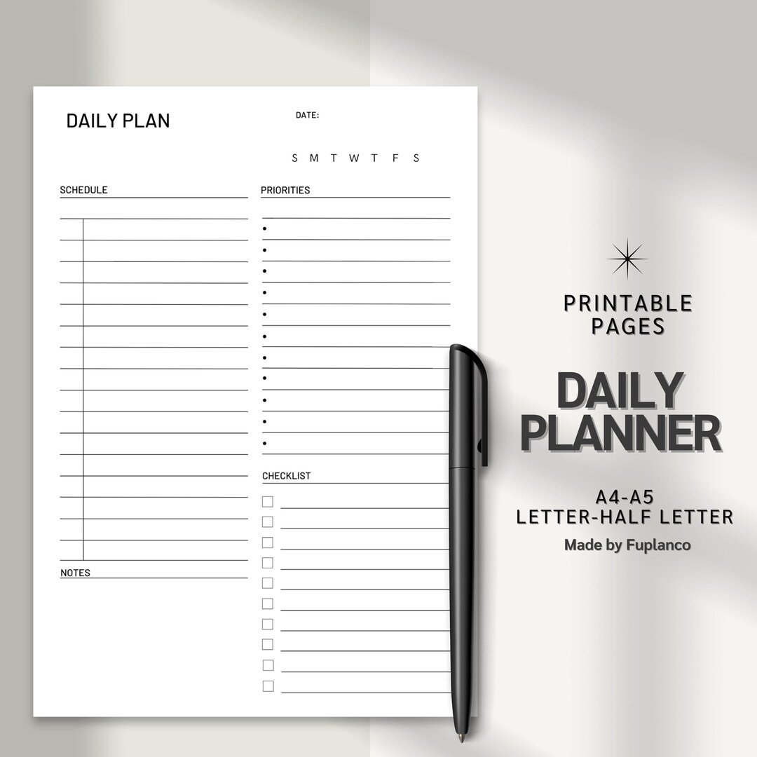 Printable Daily Planner, Downloadable Goal Habit Organizer, Track Daily ...