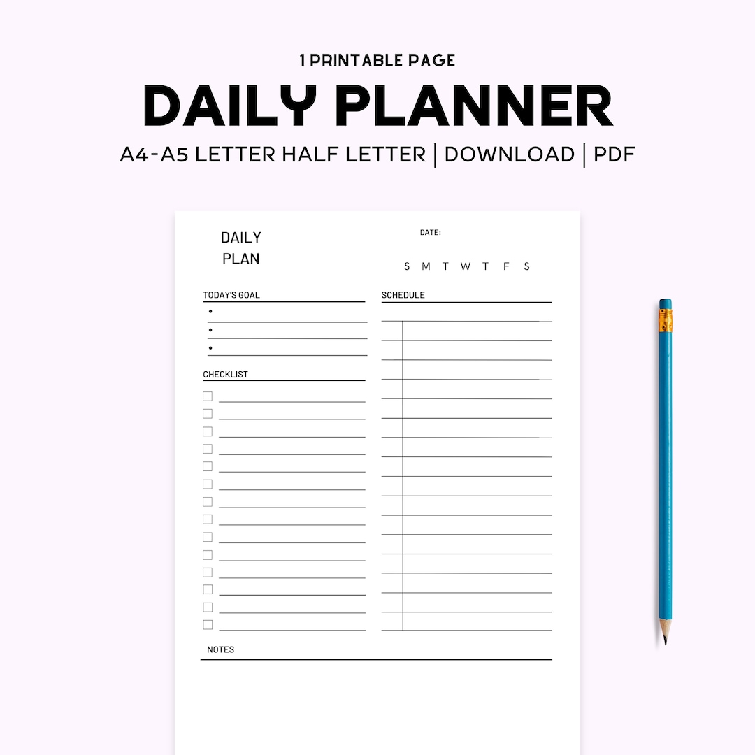 Daily Planner Printable: Hourly Scheduling, Undated Pages, Productivity ...