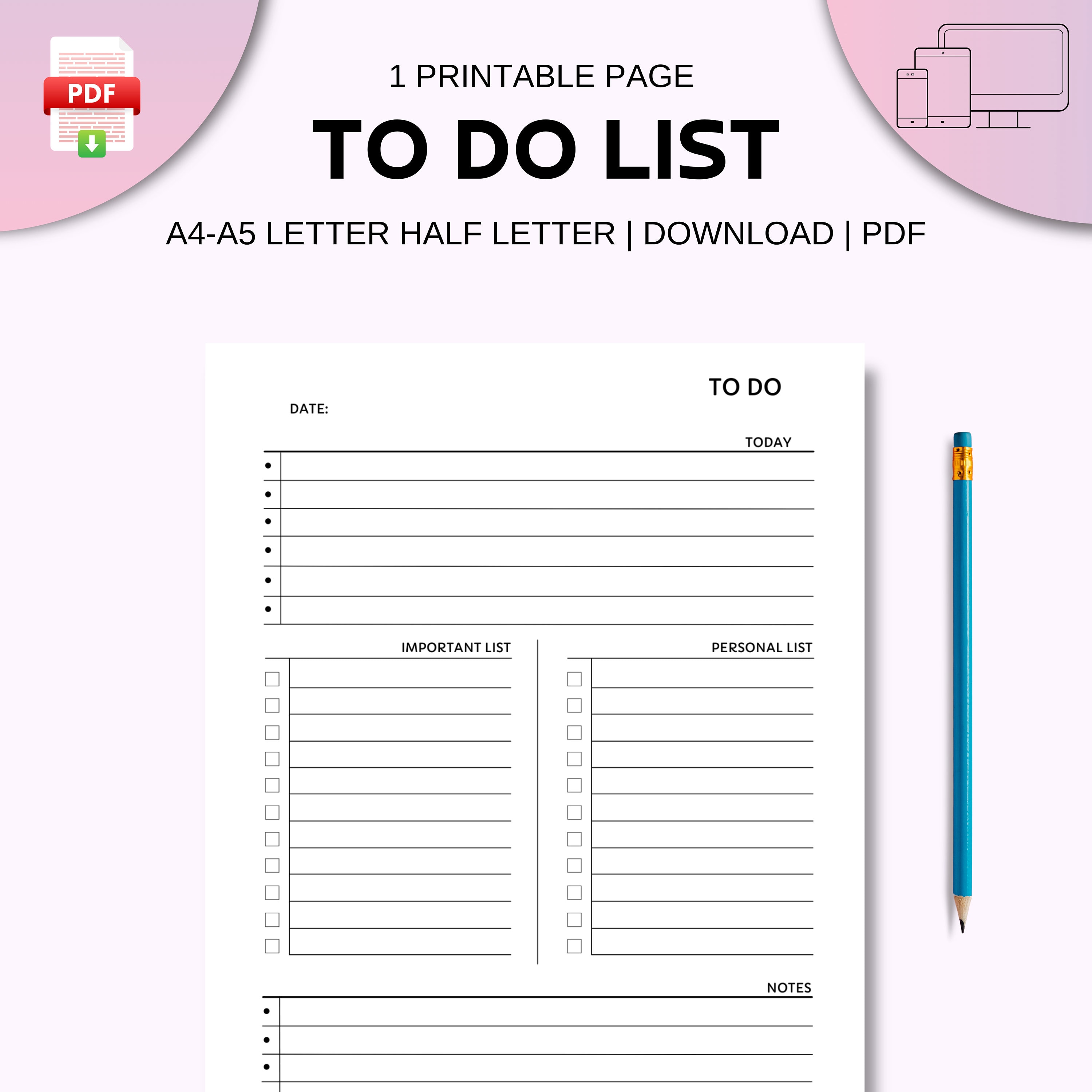 To Do List Printable, Minimalist to Do List Routine Simple Tasks List ...