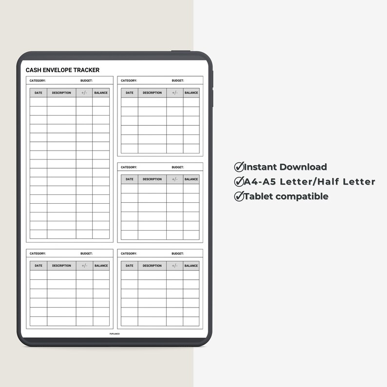 Cash Envelope Tracker Printable, Cash Envelopes, Cash Budget Tracker ...