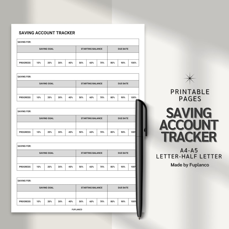 Saving Account Tracker, Printable Budget Planner PDF | Expense Tracker ...