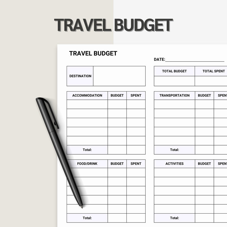 Travel Budget Planner Printable | Vacation Expense Tracker & Trip ...