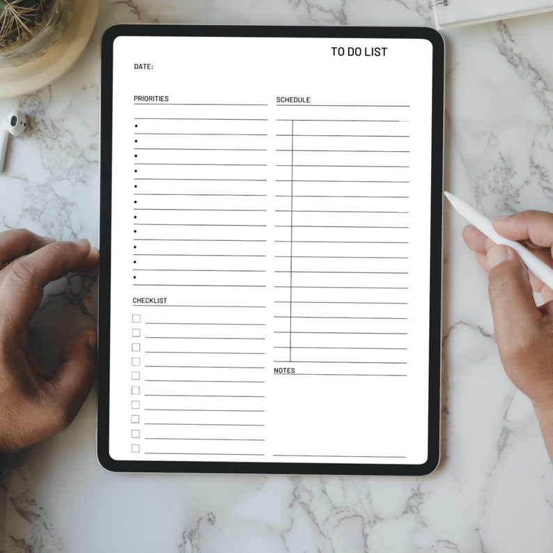 Daily Checklist Printable & Fillable Daily to Do List - Etsy