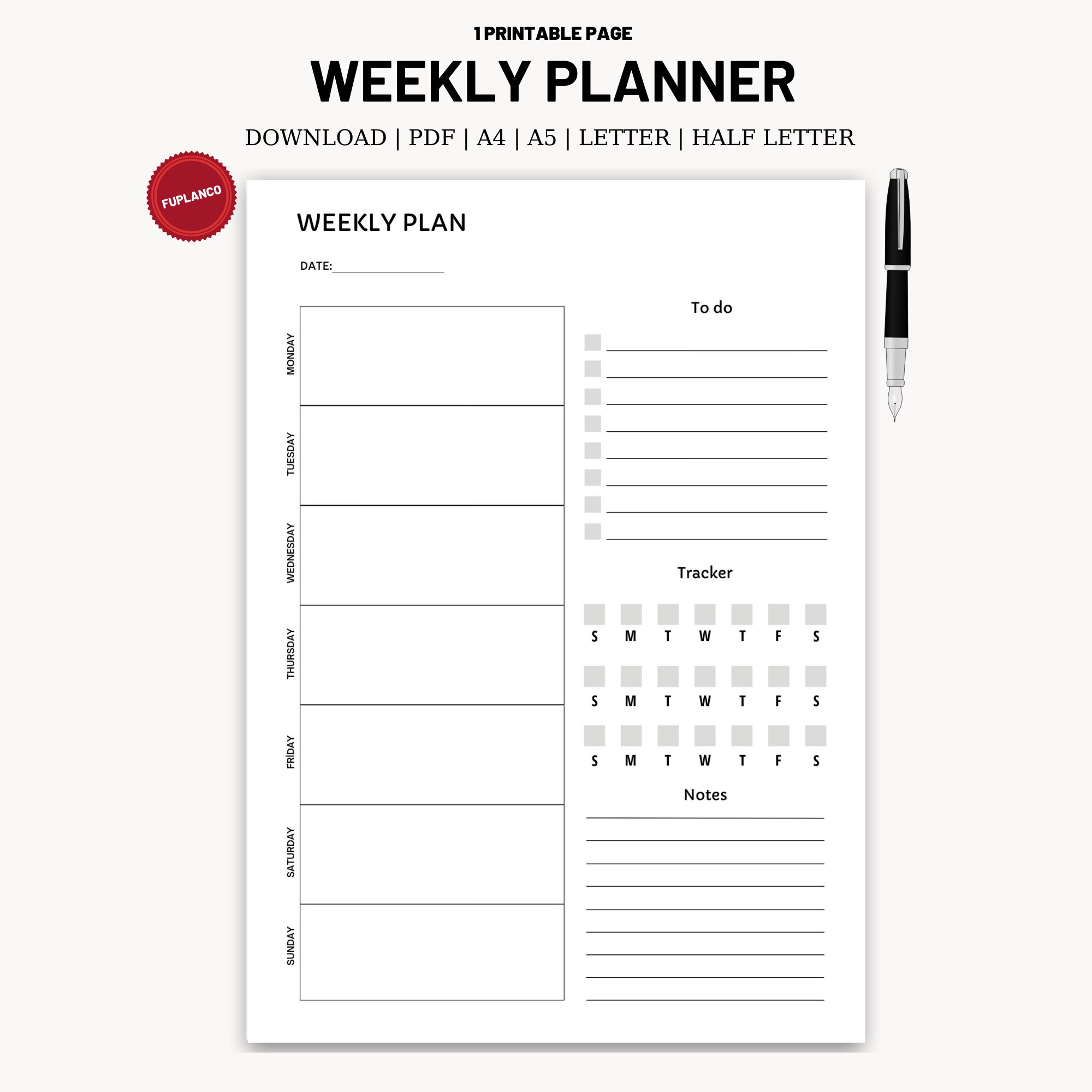 Daily, Weekly, Monthly Planner, Printable Schedule Planner, Minimal ...