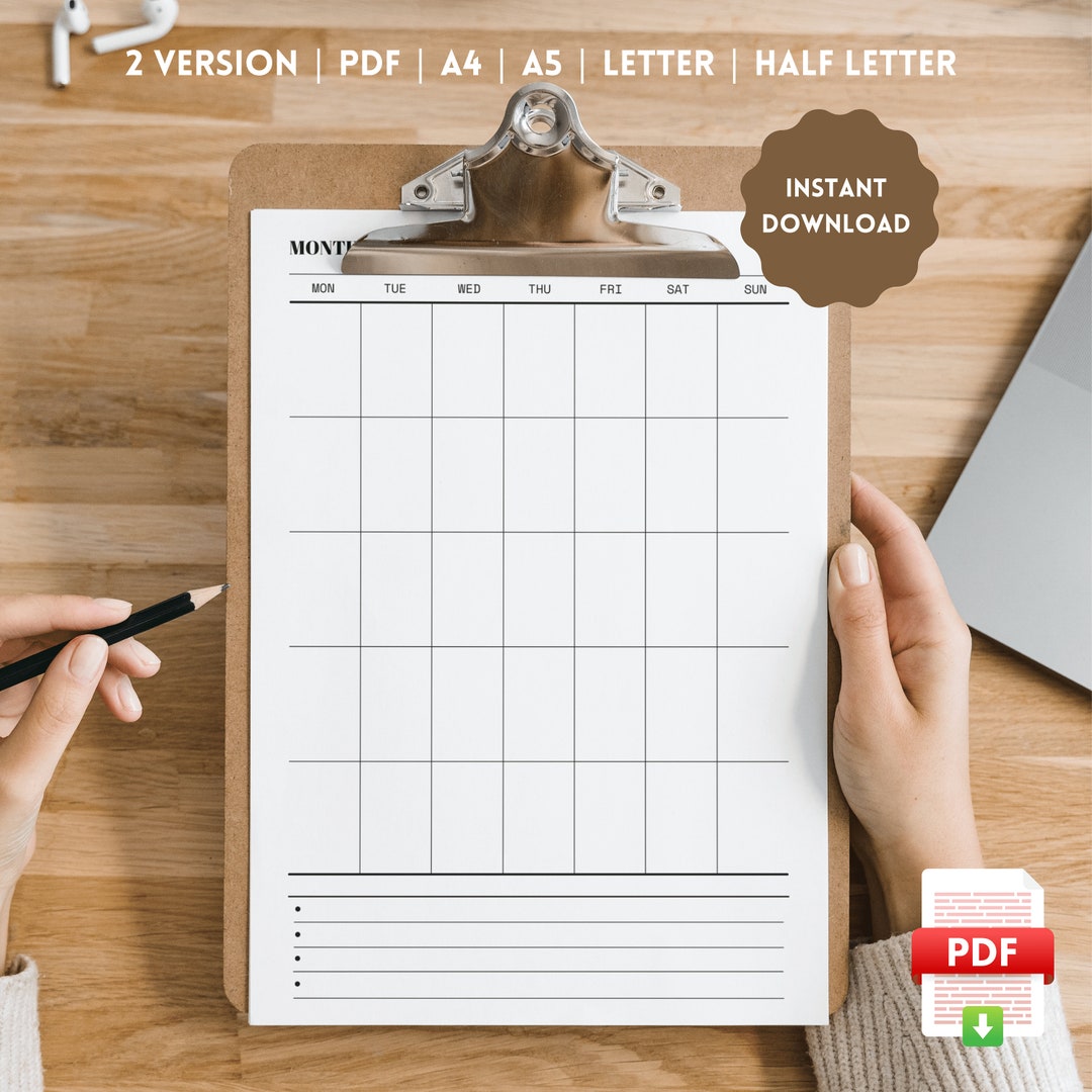 Printable Monthly Goal Planner, Monthly to Do List, Monthly Organizer ...