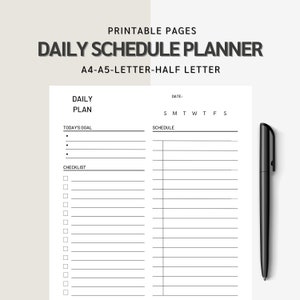Daily Schedule Planner Printable: Hourly Scheduling, Undated Pages ...