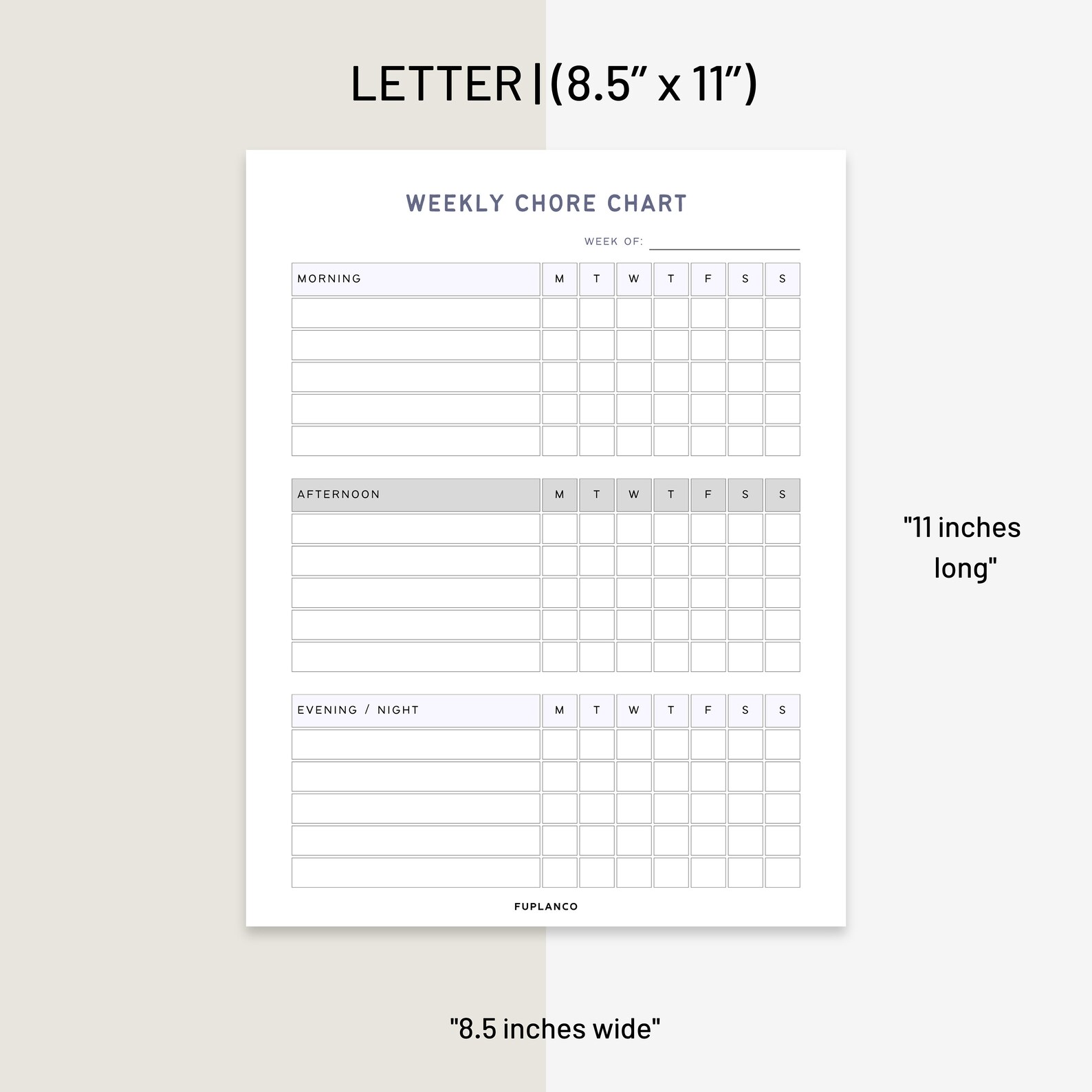 Printable Weekly Chore Chart, Printable Routine Chore Chart, Family ...