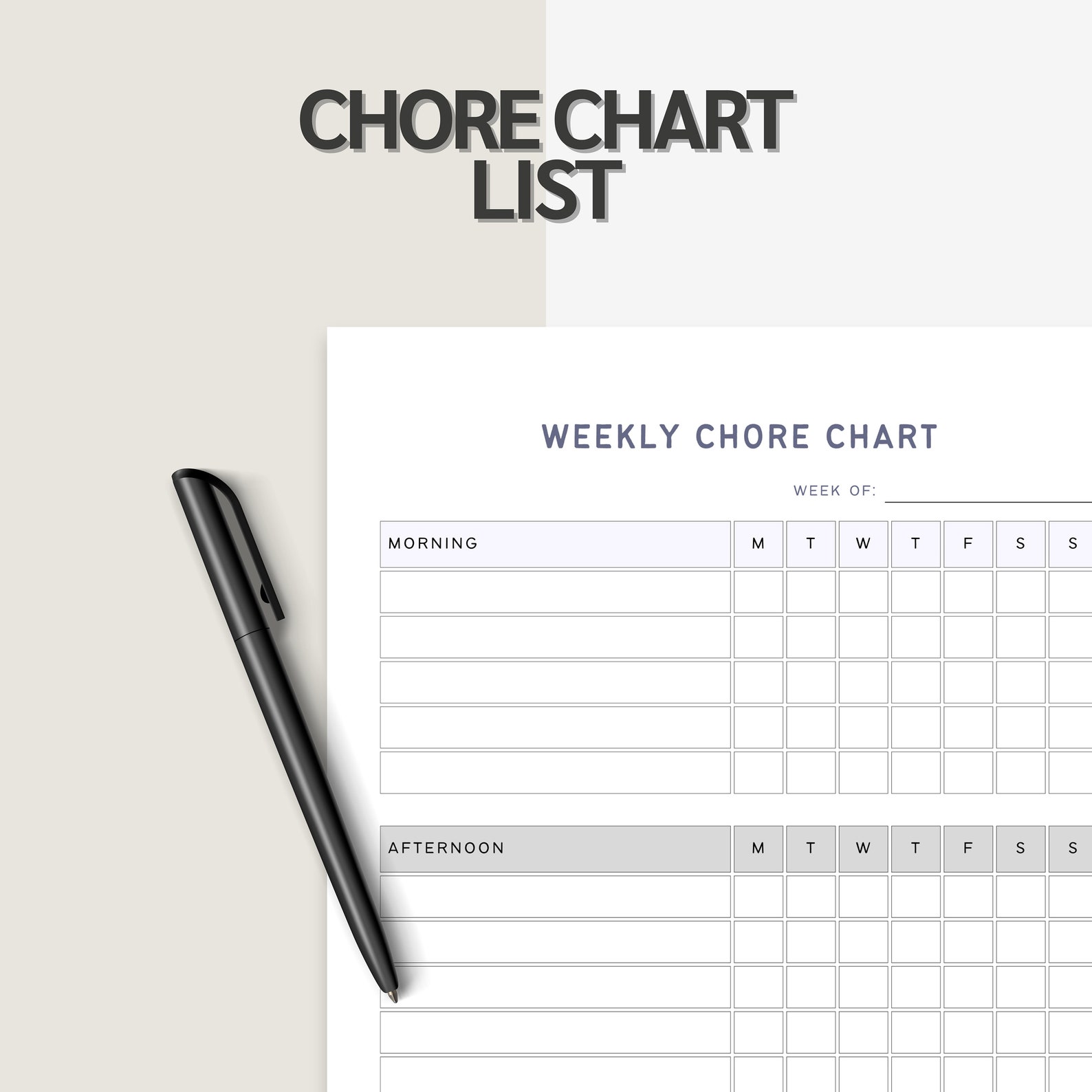 Printable Weekly Chore Chart, Printable Routine Chore Chart, Family ...