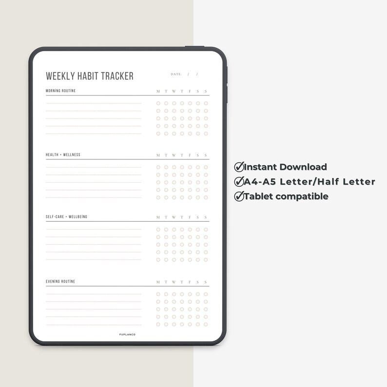 Weekly Habit Tracker Printable | Morning & Evening Routine Checklist ...