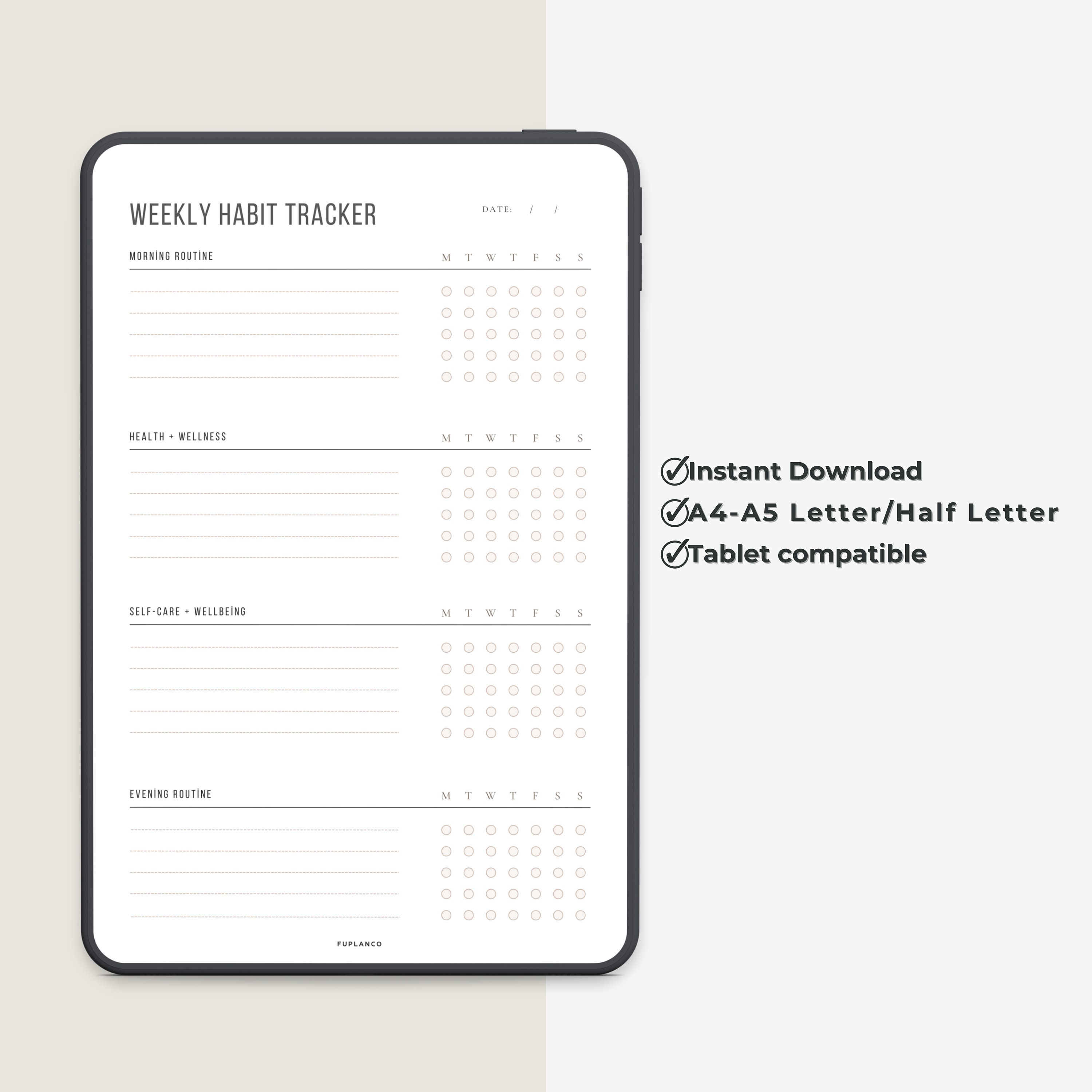 Weekly Habit Tracker Printable | Morning & Evening Routine Checklist ...