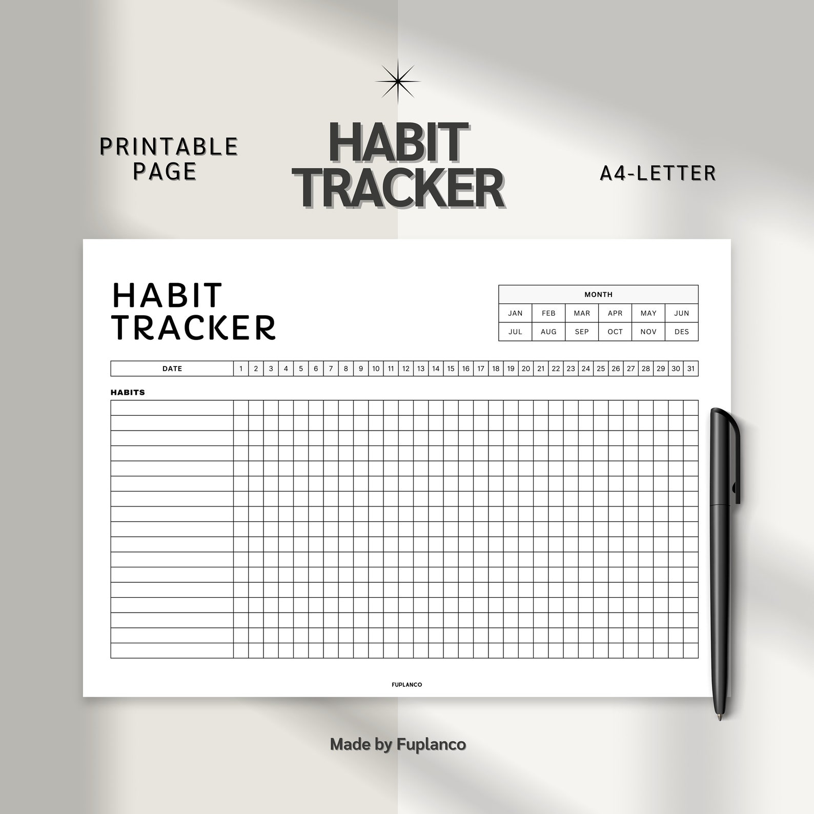 Monthly Habit Tracker Printable - A4/A5 Goal Setting Template, Goal ...