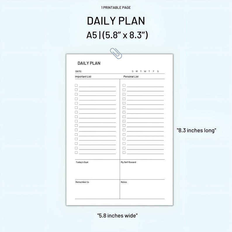 Printable Daily Planner Fillable, Daily to Do List, Productivity ...