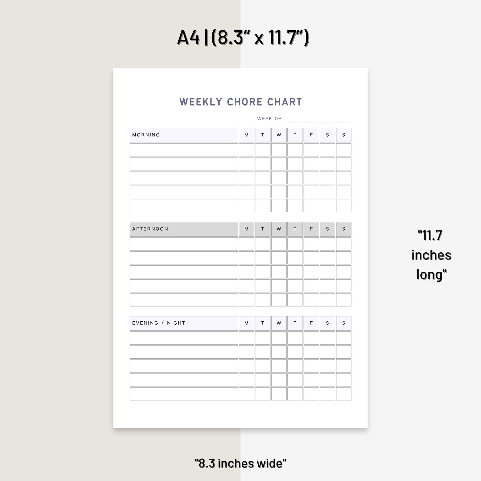 Printable Weekly Chore Chart, Printable Routine Chore Chart, Family ...