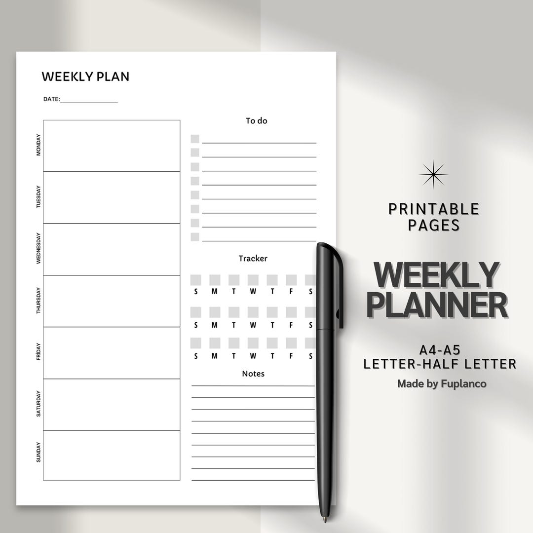 Weekly Planner With To-do List and Habit Tracker | Printable Weekly ...