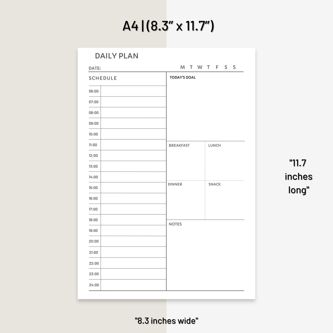 24 Hour Daily Planner Printable, Hourly Planner, Military Time Plan ...