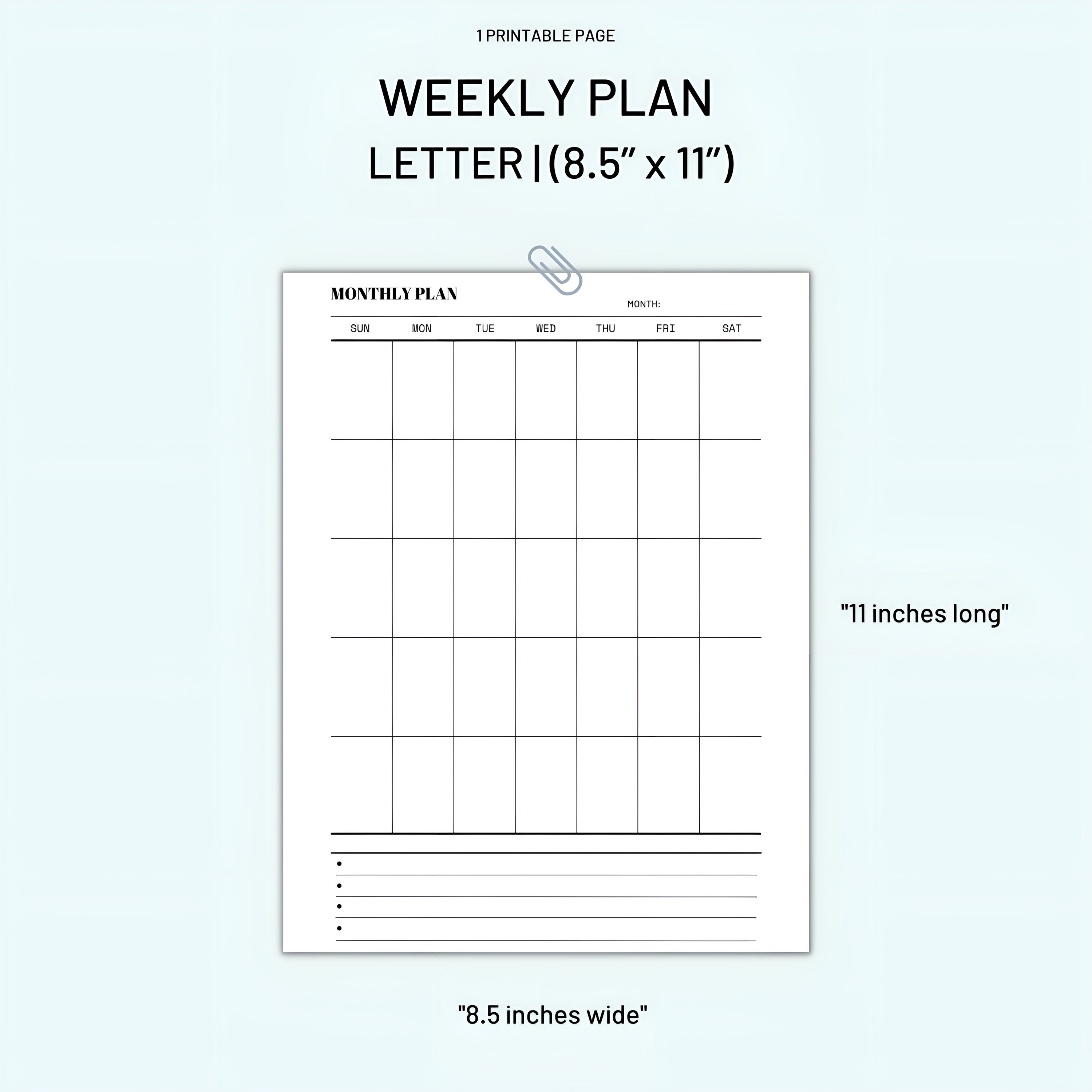 Printable Monthly Goal Planner, Monthly to Do List, Monthly Organizer ...