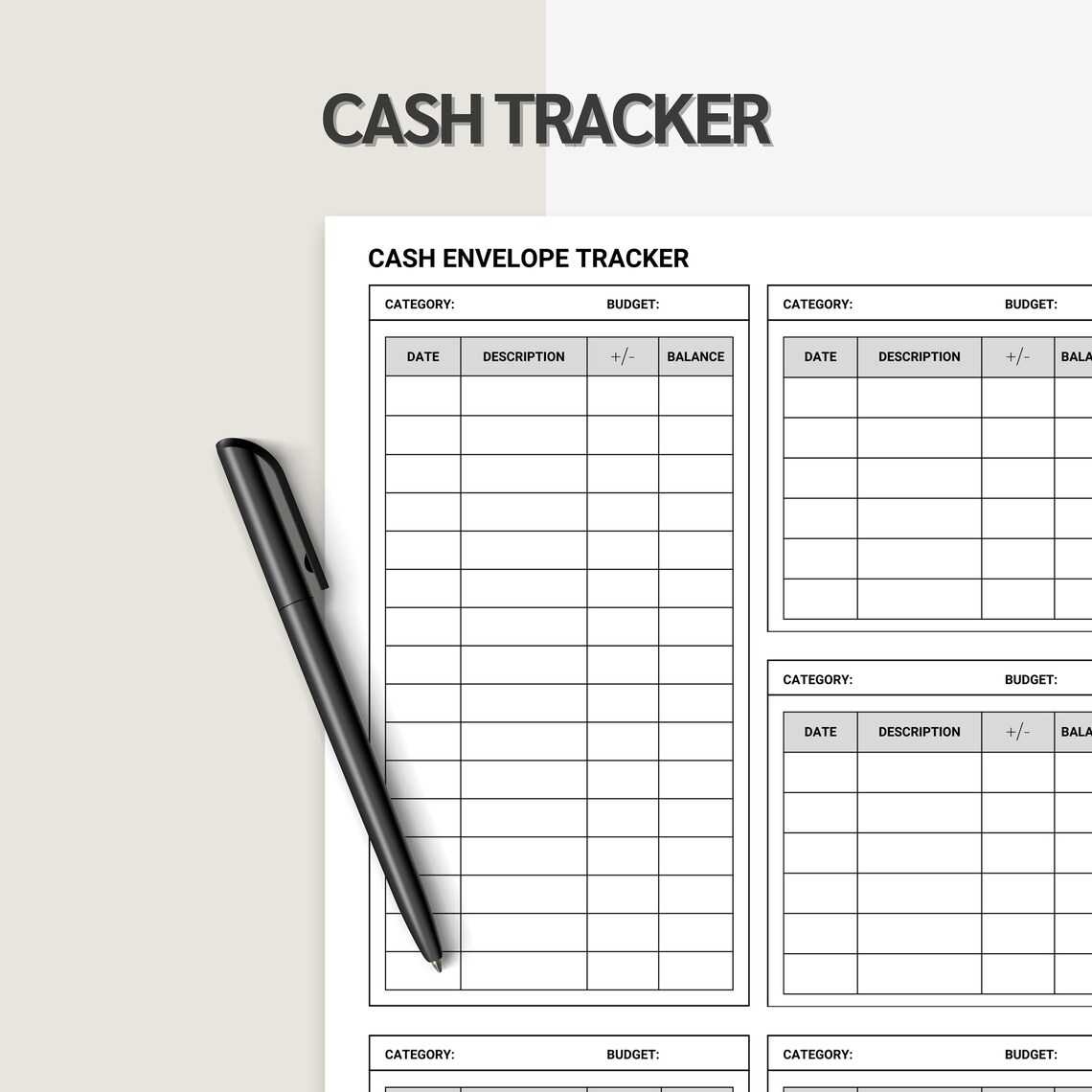 Cash Envelope Tracker Printable, Cash Envelopes, Cash Budget Tracker ...