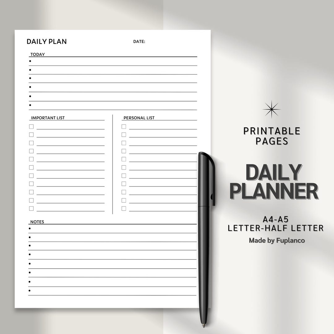 Daily Planner Printable | Work Personal to Do List & Today Overview ...