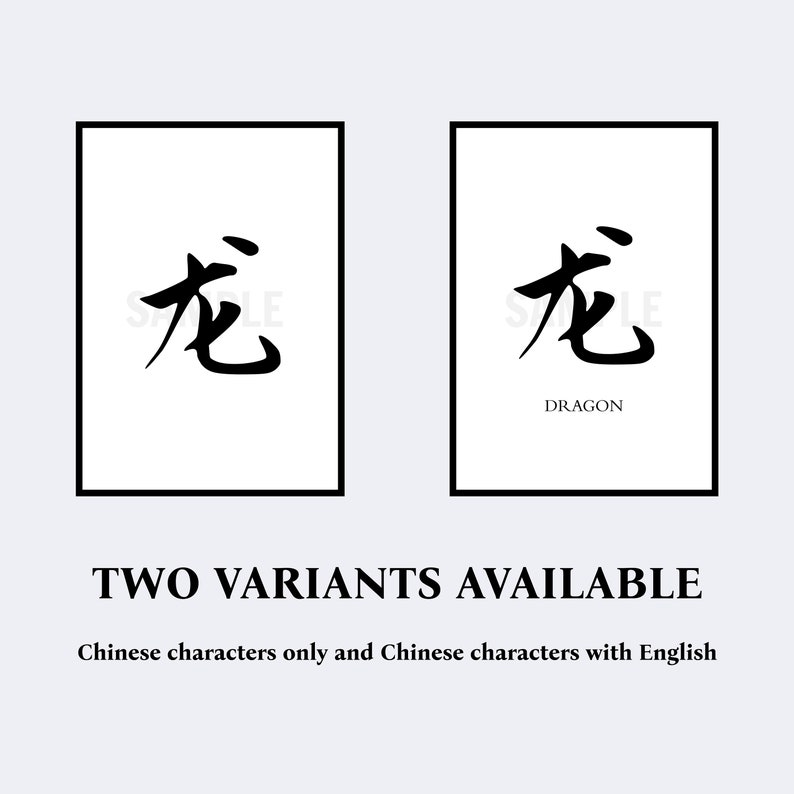 Dragon 龙 Chinese Zodiac Sign Calligraphy Horoscope Symbol Digital Print ...