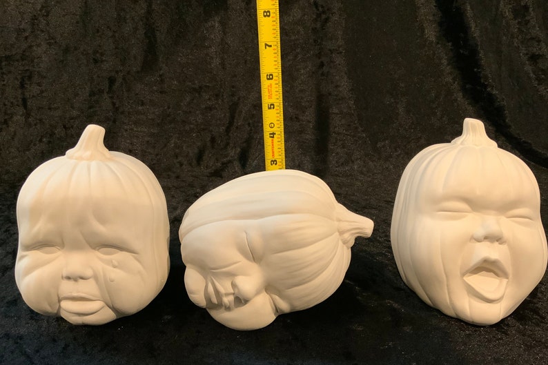 Baby Face Pumpkin Ceramic Bisque Set, Ceramic Pumpkins With Faces ...