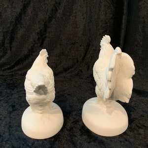 Small Rooster and Hen Ceramic Bisque Set, Farmhouse Ceramics, Ceramic ...