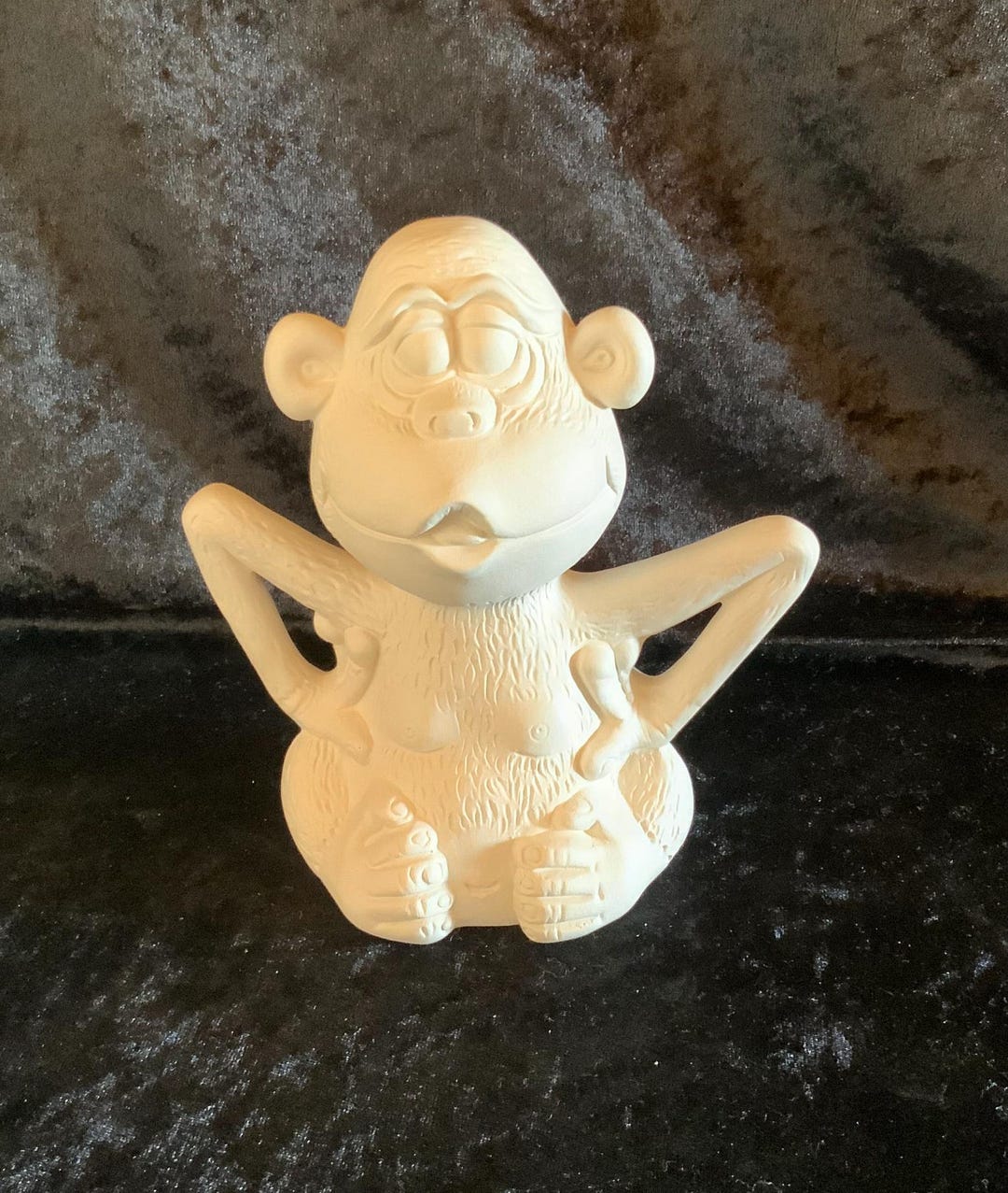 Monkey With Hands on His Hips, Ceramic Bisque, Clay Magic Mold, Ready ...