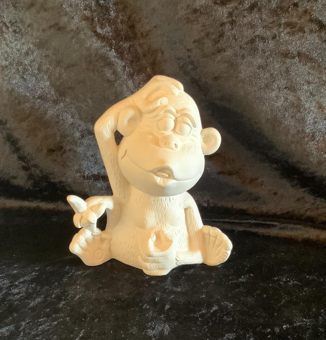 Monkey Scratching Head and Belly, Ceramic Bisque, Clay Magic Mold ...