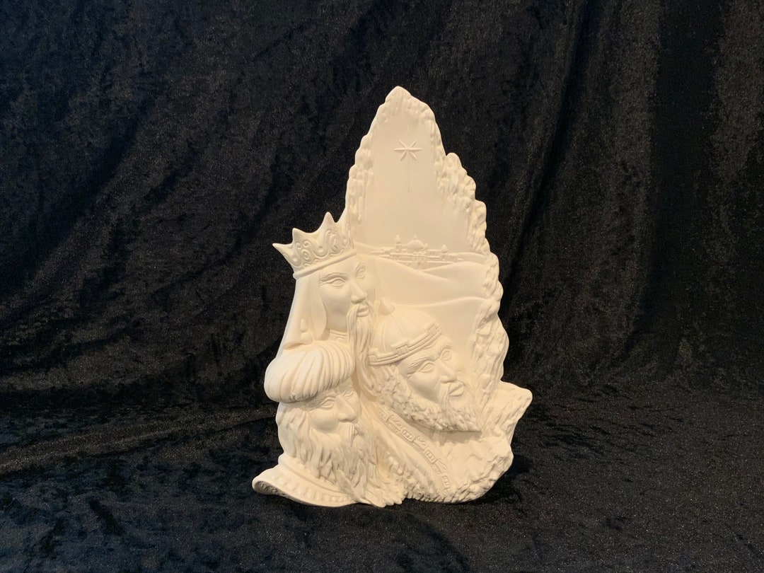 Wood Carved Three Kings Ceramic Bisque, Christian Ceramics, Christmas ...