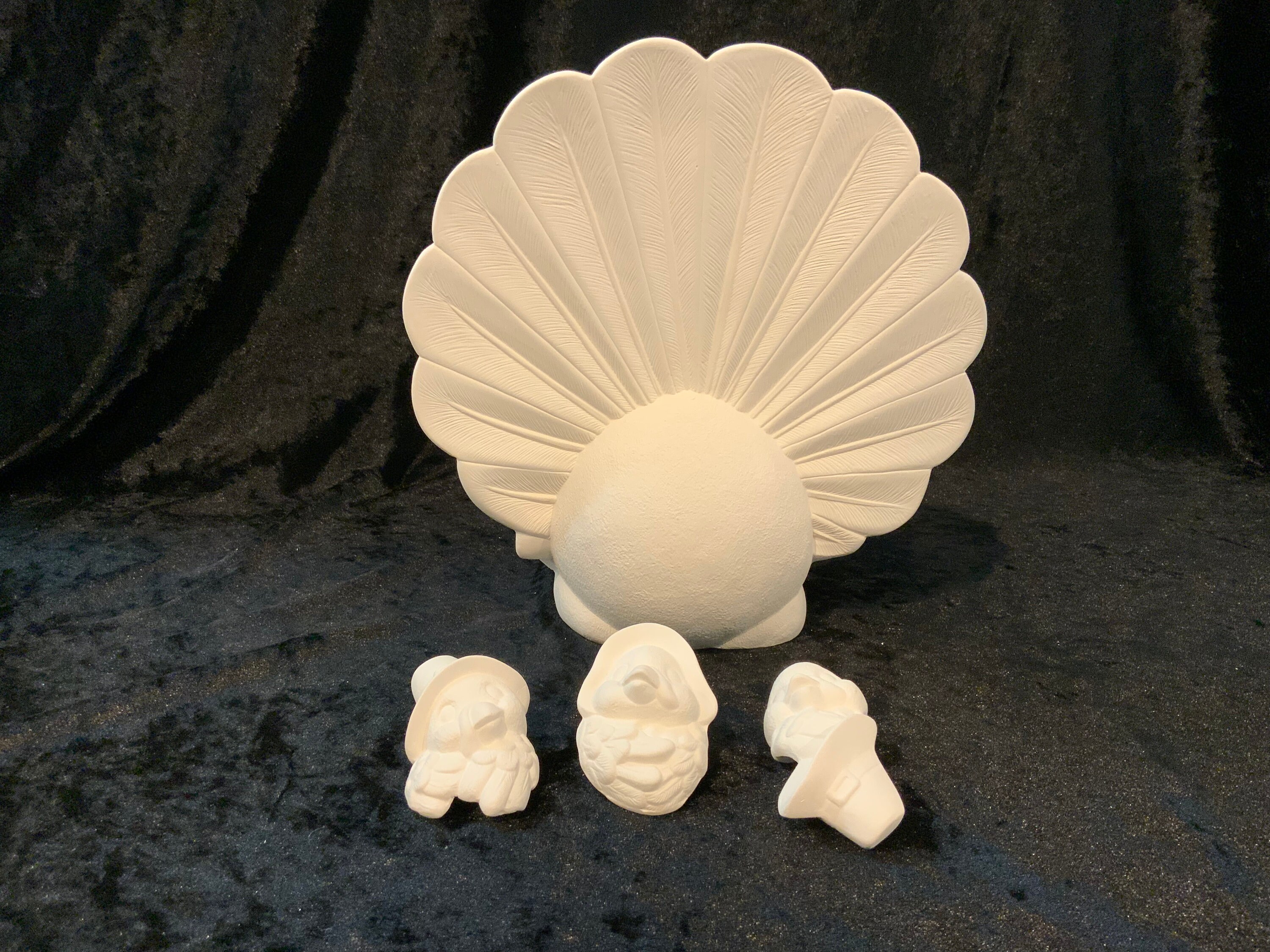Ceramic Bisque Pilgrim Turkey With Baby Turkeys, Ceramic Turkey ...