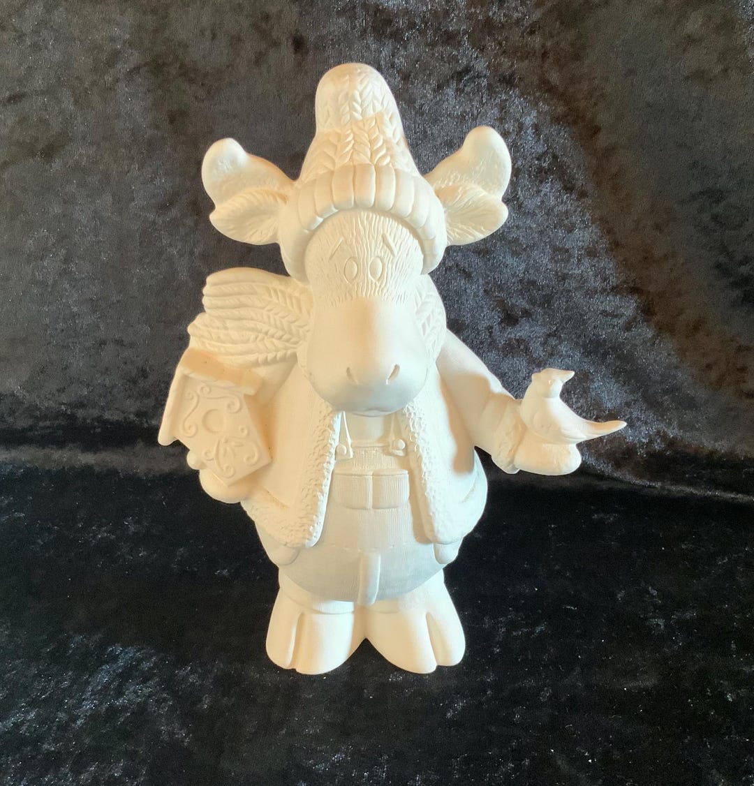 Ceramic Bisque Christmas Moose With Bird, Kimple Molds, Cute Christmas ...