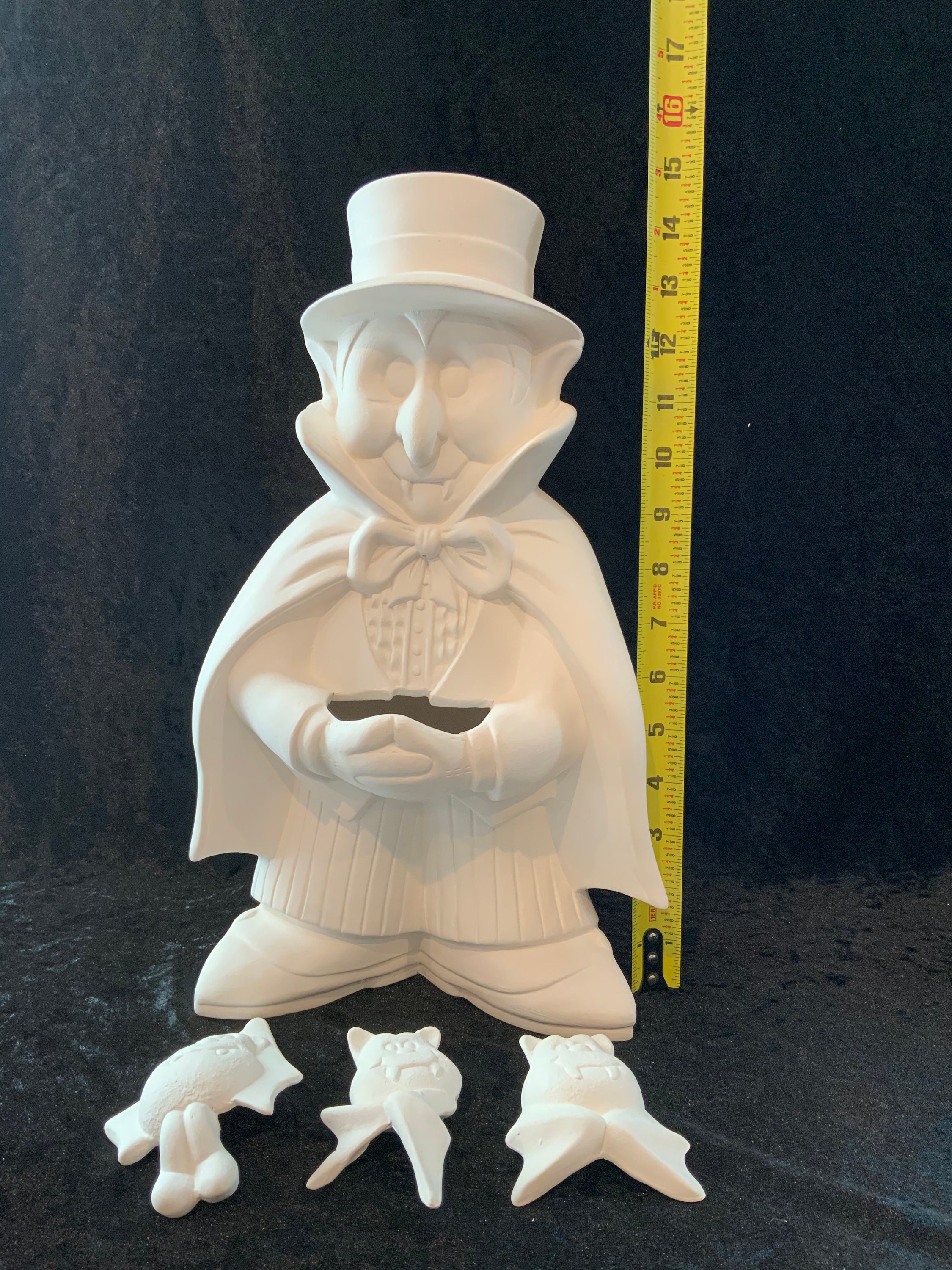 Ceramic Bisque Vampire With Bats, Halloween Ceramics to Paint, Ready to ...